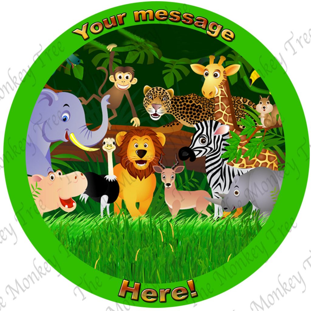 Jungle Group Edible Cake Image Topper - can be personalised! - The ...