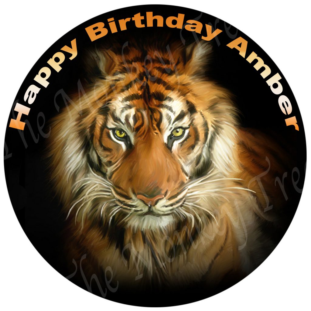 Tiger Edible Cake Image Topper - can be personalised! - The Monkey Tree