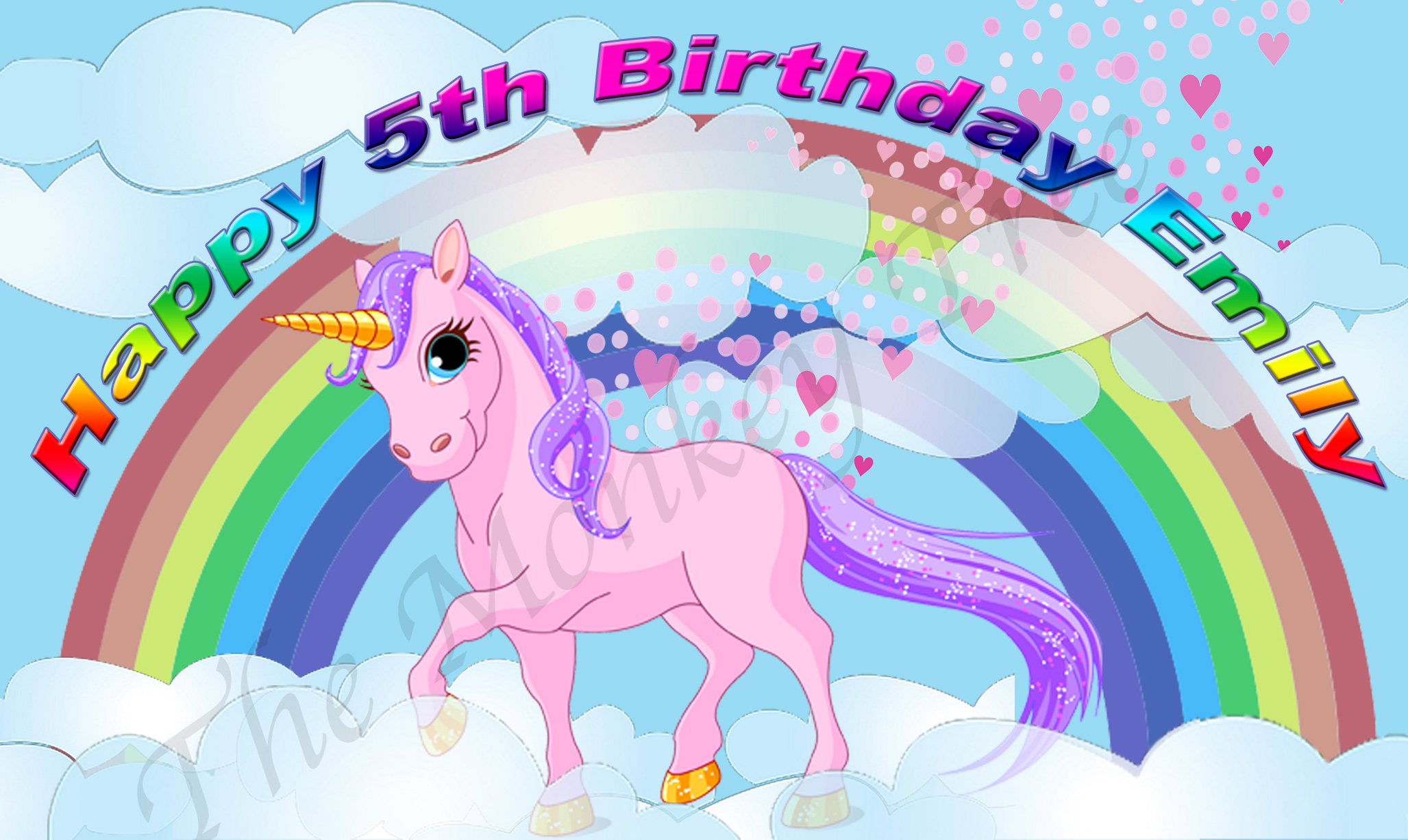 Rainbow Unicorn Personalised Edible Cake Image 2 | The Monkey Tree Rainbow Unicorn Personalised Edible Cake Image 2 | The Monkey Tree