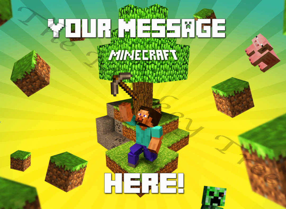 Minecraft Edible Cake Image Topper 4 - can be personalised! - The ...