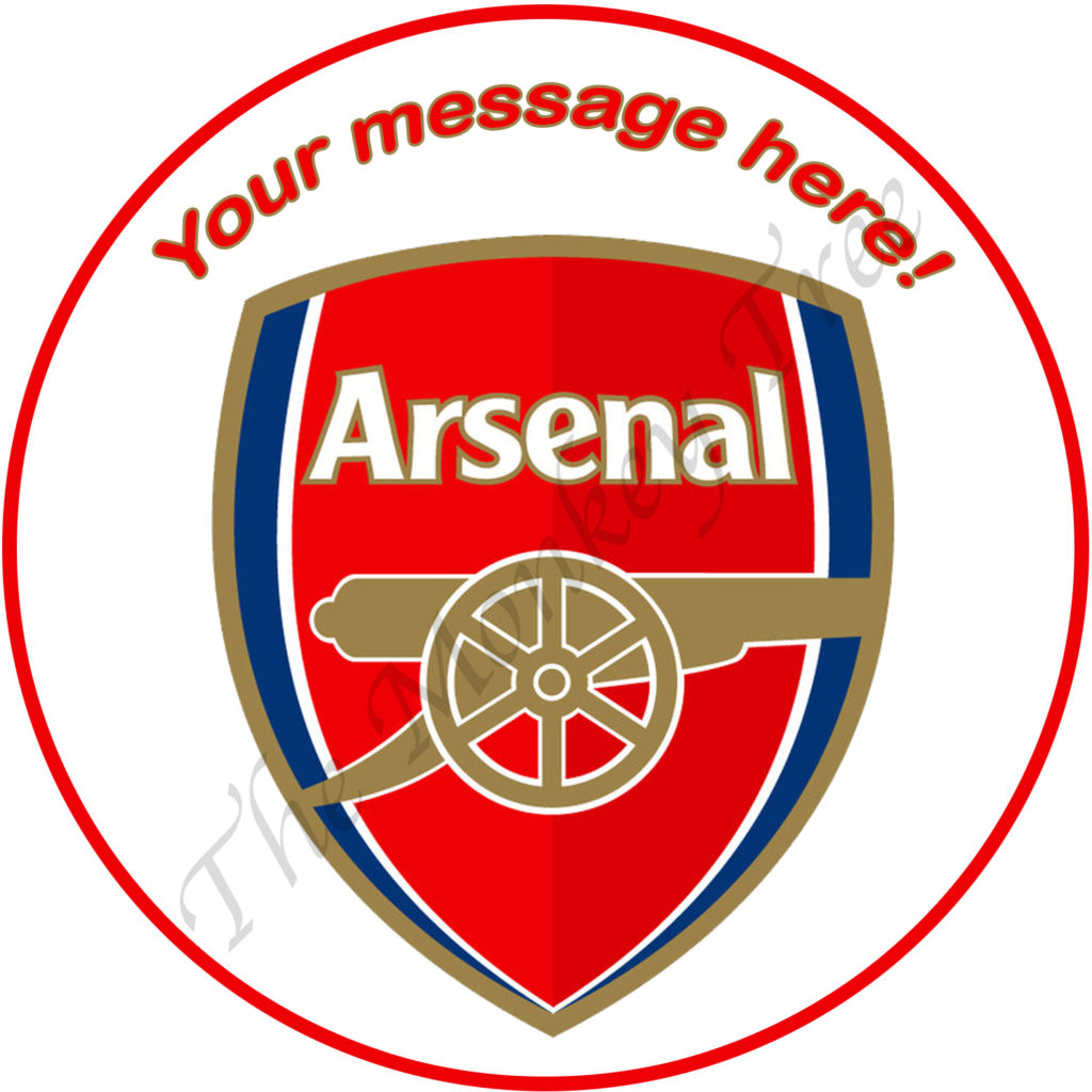 Arsenal Round Edible Image Cake Topper - can be personalised! - The ...