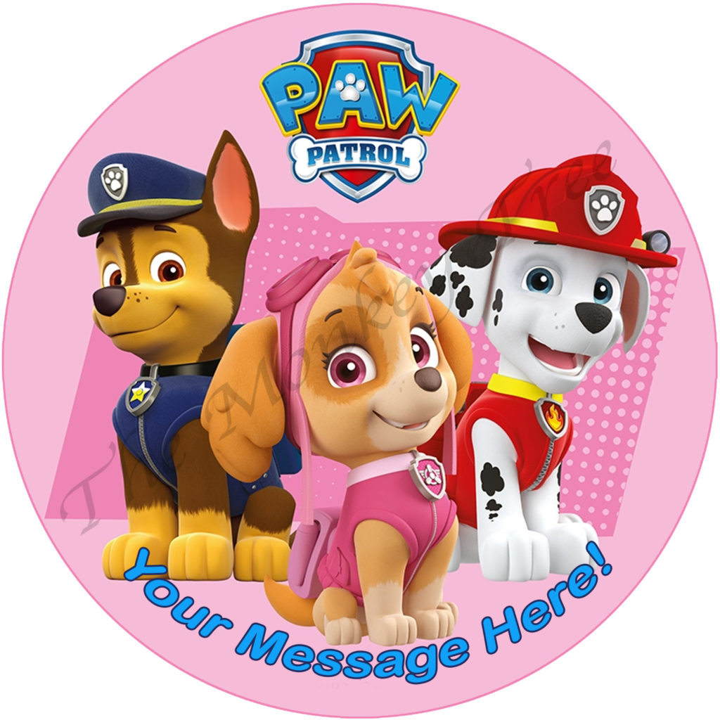 Pink Paw Patrol Edible Cake Image - can be personalised! - The Monkey Tree