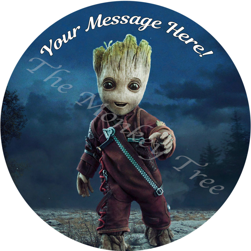 Baby Groot Edible Cake Image Topper Circle - can be personalised! - The ...
