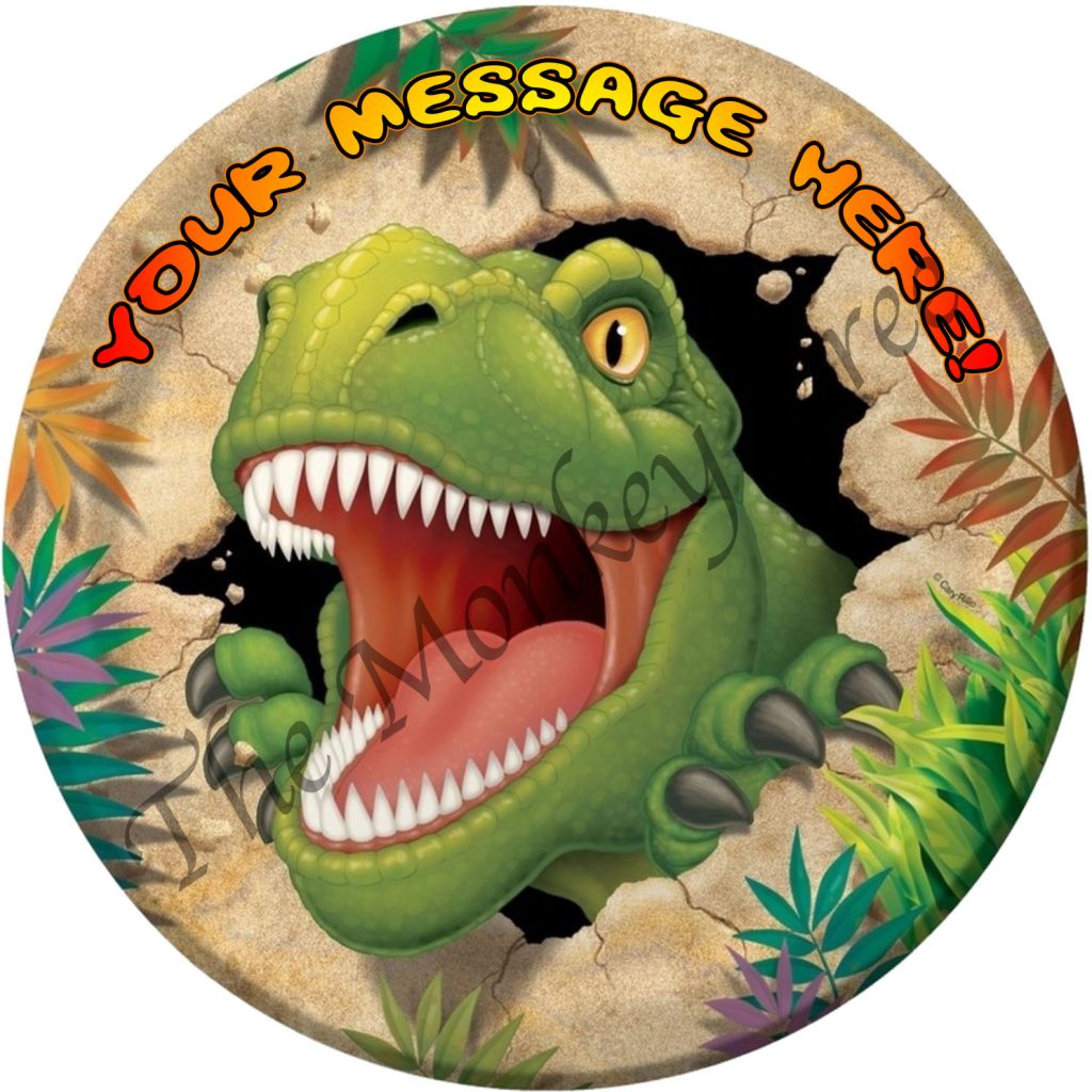 Dinosaur T Rex Face Edible Cake Image Topper - can be personalised ...