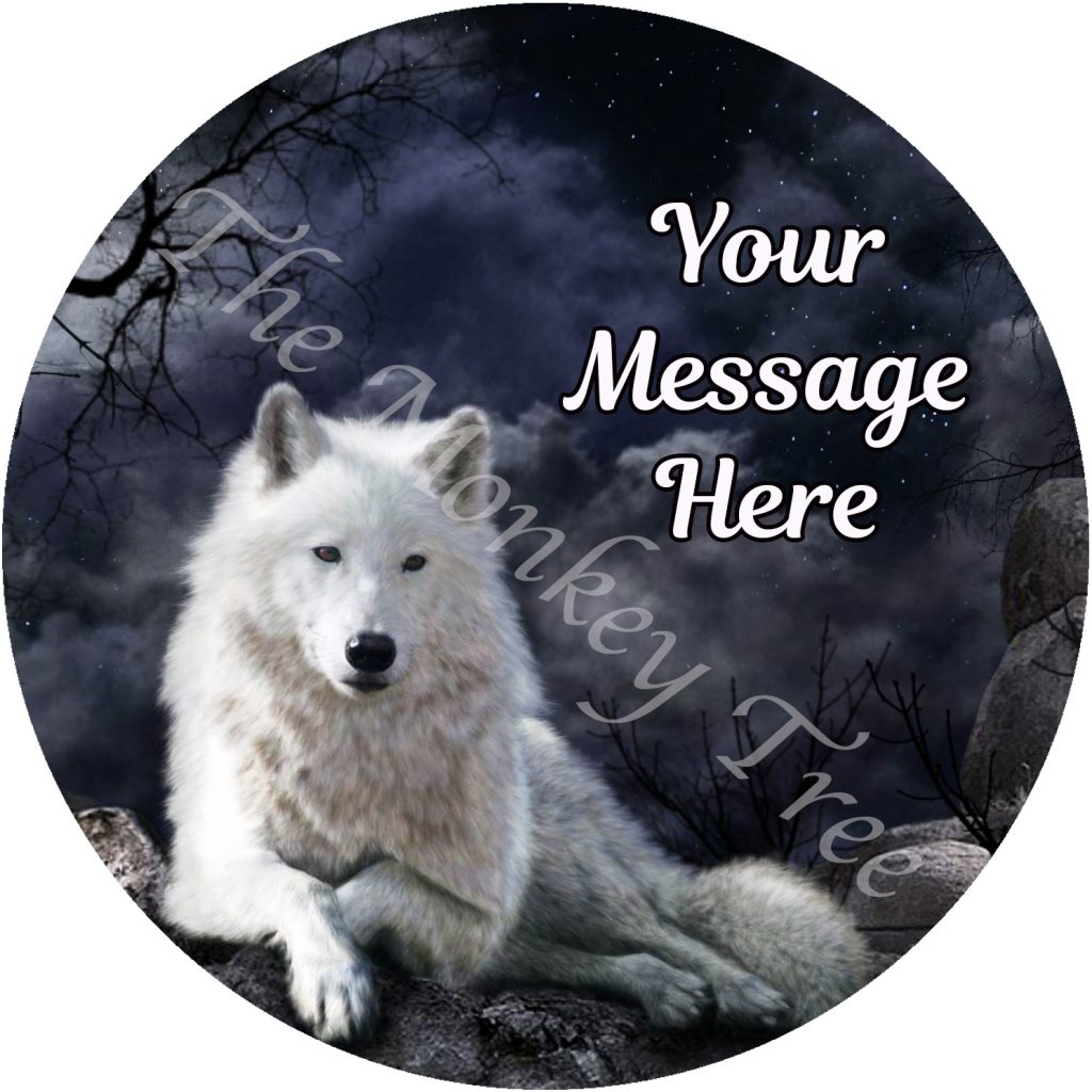 White Wolf Edible Cake Image - can be personalised! - The Monkey Tree